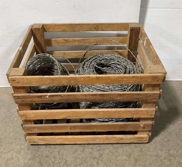 Wooden Crate with Barbed Wire Coils(15” x 19” & 14” tall) - Sherwood ...