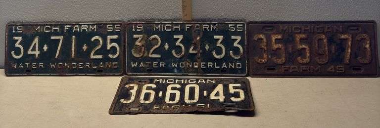 1955 Michigan License Plates (Water Wonderland & Farm 49/51) - Sherwood ...