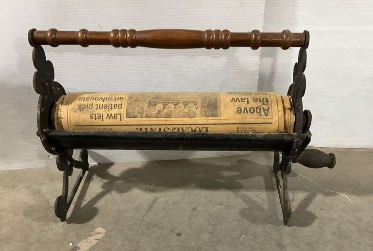 Vintage Cast Iron Newspaper Log Roller (17” wide & 14” tall) - Sherwood ...