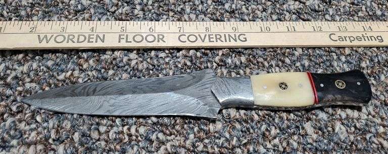 11.4" Handmade Damascus Steel Dagger Bone Handle - Sherwood Auctions