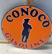 Conoco Gasoline Heavy Metal Sign - Sherwood Auctions