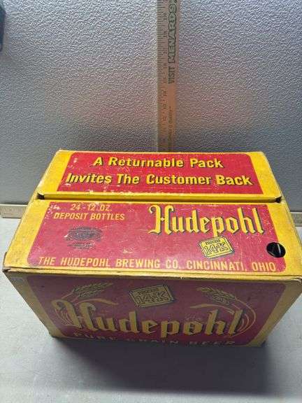 Hudepohl Pure Green Beer Box & Bottles - Sherwood Auctions