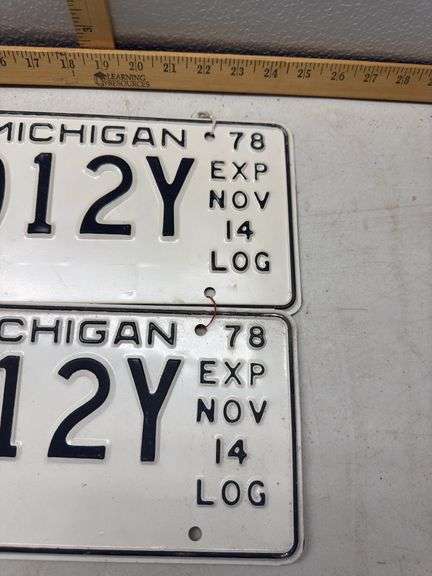 1978 Michigan license Plates - Sherwood Auctions