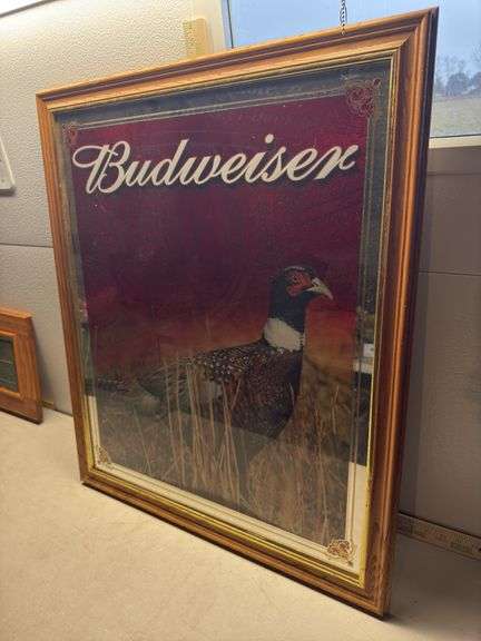 Budweiser Framed Mirror Glass Portrait - Sherwood Auctions