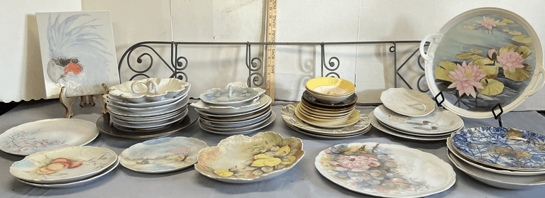 Hand Painted China, Plate Shelf & Collectable Plates - Sherwood Auctions