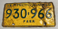 Michigan Farm License Plate 1960 - Sherwood Auctions