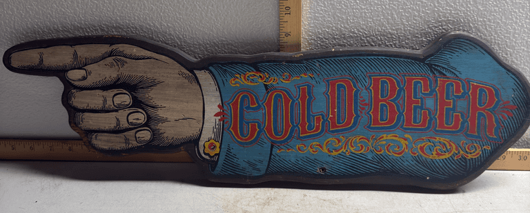 Cold Beer Pointing Finger Sign - Sherwood Auctions