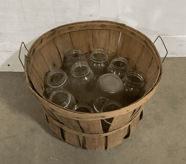 Bushel Basket with Canning Jars - Sherwood Auctions