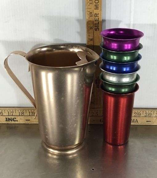 Vintage Color Craft Pitcher & Cups - Sherwood Auctions