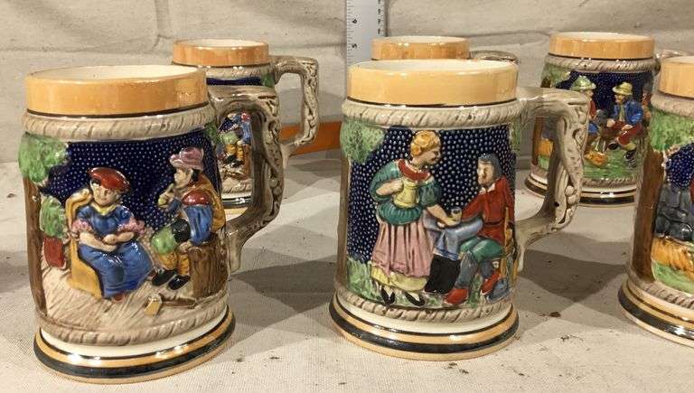 8 Pc. 1960s Japanese Ceramic Half A Stein - Sherwood Auctions