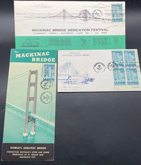 Mackinac Bridge First Day Of Issue Envelope, Brochure, & Dedication ...