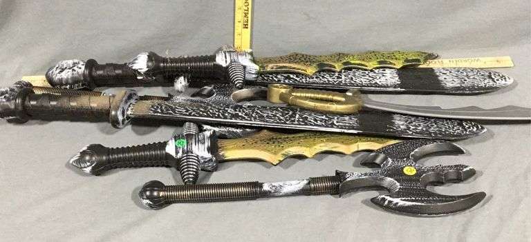 Plastic Medieval Axes & Swords - Sherwood Auctions