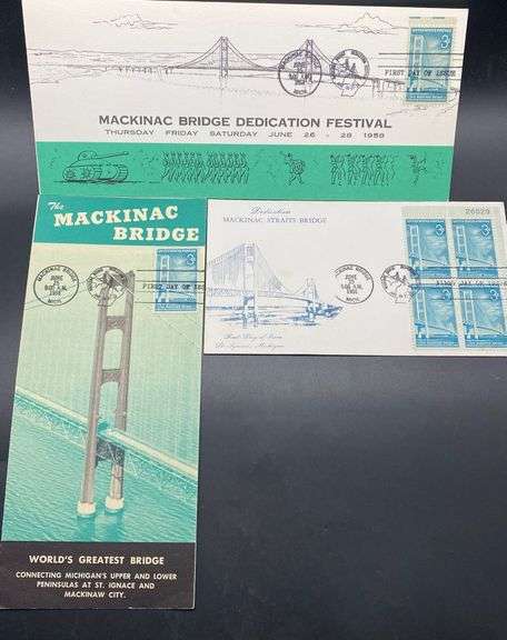 Mackinac Bridge First Day Of Issue Envelope, Brochure, & Dedication ...
