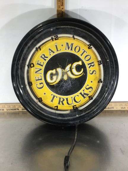 18” GMC Neon Lit Analog Wall Clock - Sherwood Auctions
