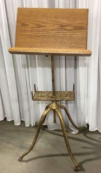 Brass & Oak Dictionary Stand - Sherwood Auctions