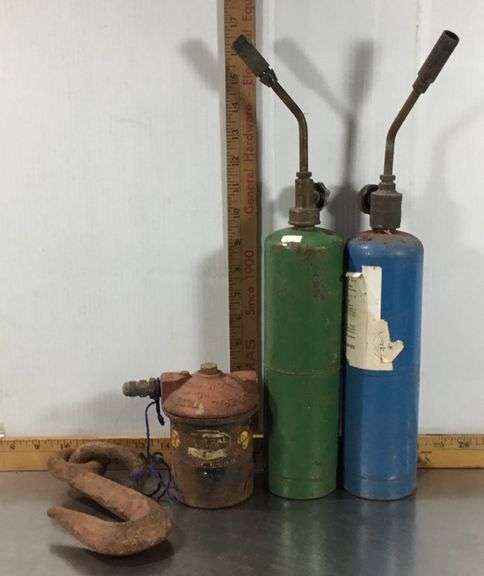 2 Torches (Empty Tanks), Large Hook and Vintage Filter - Sherwood Auctions