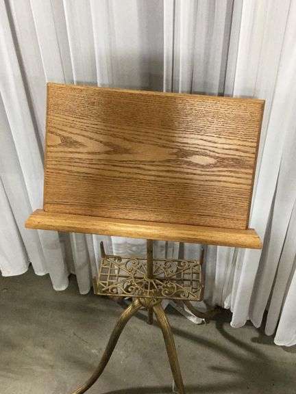 Brass & Oak Dictionary Stand - Sherwood Auctions