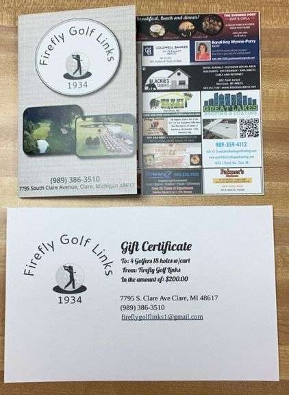 Firefly Golf Links Gift Certificate - 4 Golfers 18 Holes with Cart $200 ...