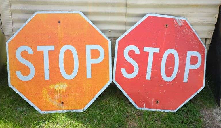 2 Stop Signs - Sherwood Auctions