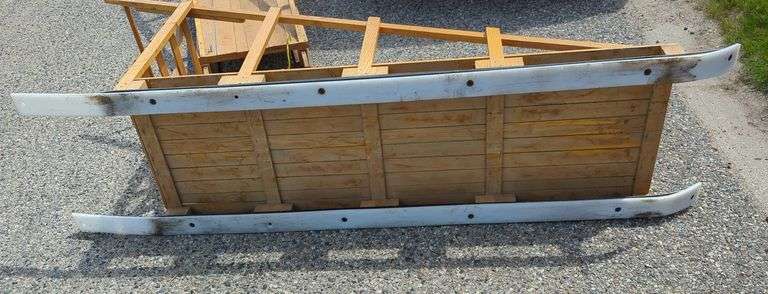 Large 7 1/2 Foot Wooden Sled - Sherwood Auctions