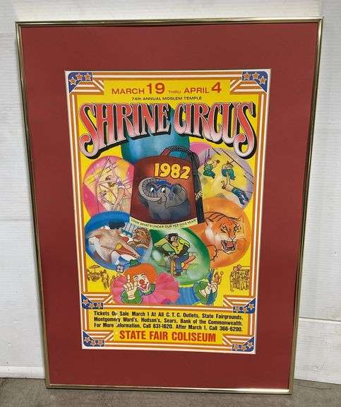 Vintage Framed Shrine Circus Poster (20“ x 28”) - Sherwood Auctions