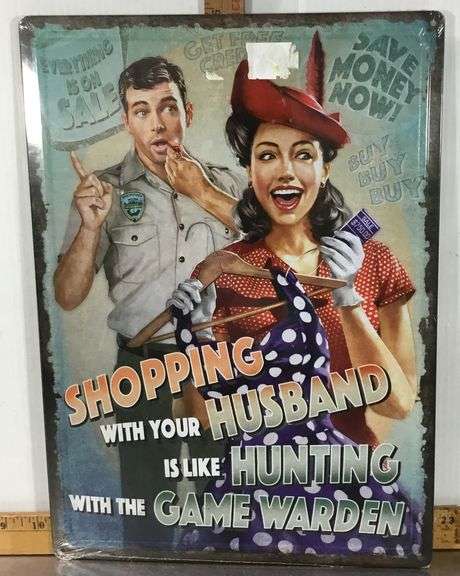 Husband/Game Warden Metal Sign - Sherwood Auctions