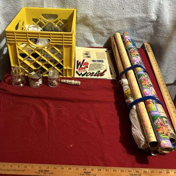 Assorted Vintage Tapes, Records & Wrapping Paper - Sherwood Auctions