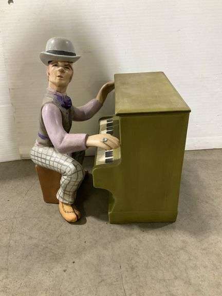 9” Ceramic Piano Player Music Box (Silver Bells) - Sherwood Auctions