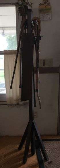 6' Coat Rack & Collection of Canes and Walking Sticks - Sherwood Auctions