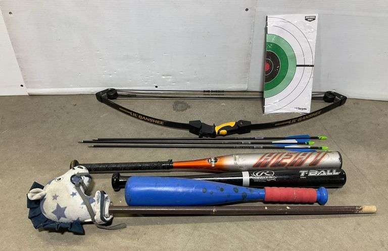 Barnett Lil Banshee Compound Bow with Targets & Arrows, Bats & Stick ...