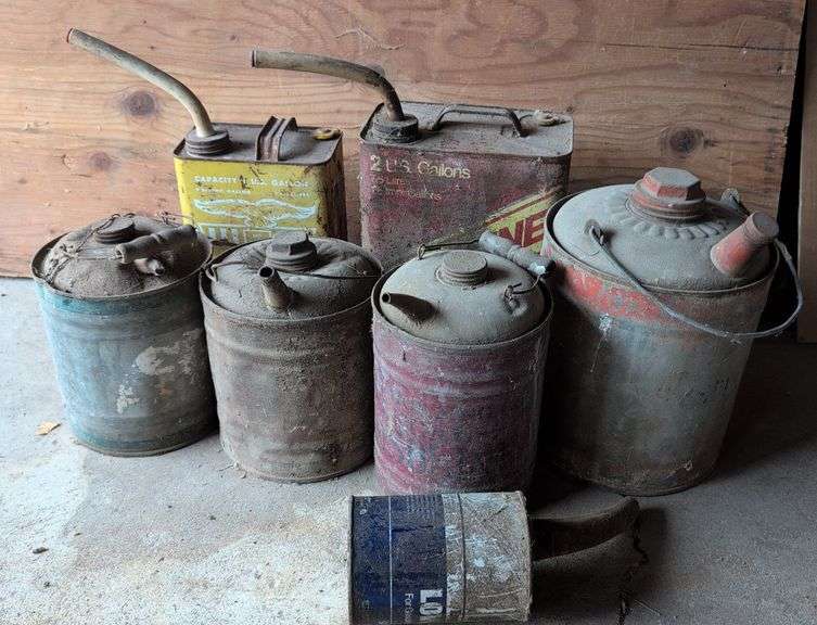 Galvanized Gas Cans + Oil Cans - Sherwood Auctions