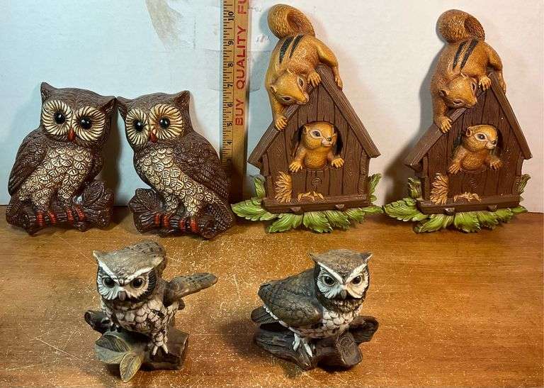 Home Decor with Owls (Ceramic & Wall) & Squirrels - Sherwood Auctions