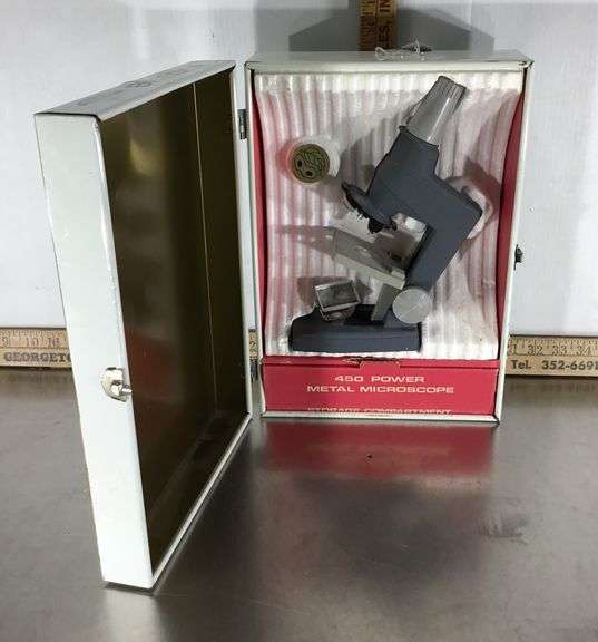 Metal Microscope & Extra Box - Sherwood Auctions