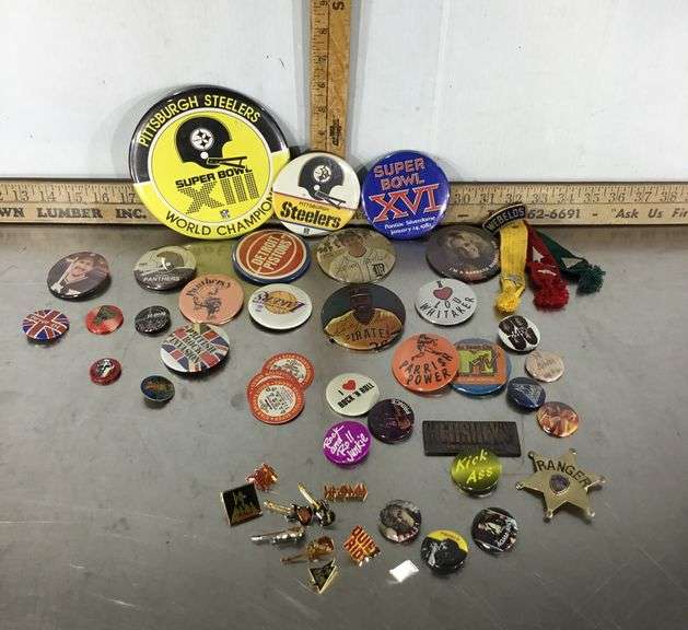 Collectible Retro Buttons and Pins - Sherwood Auctions