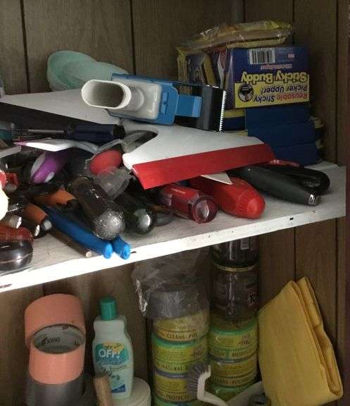 Closet Cleanout Contains Pest Control, Hand Tools, Tape Measures, and ...