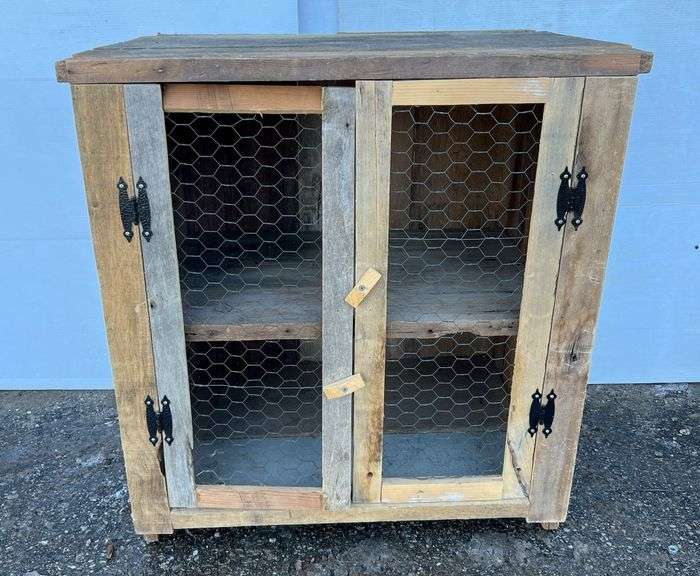 Rustic Chicken Wire Cabinet - Sherwood Auctions