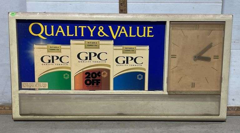 GPC Quality Tobacco Sign/Clock - Sherwood Auctions