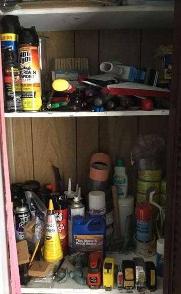 Closet Cleanout Contains Pest Control, Hand Tools, Tape Measures, and ...
