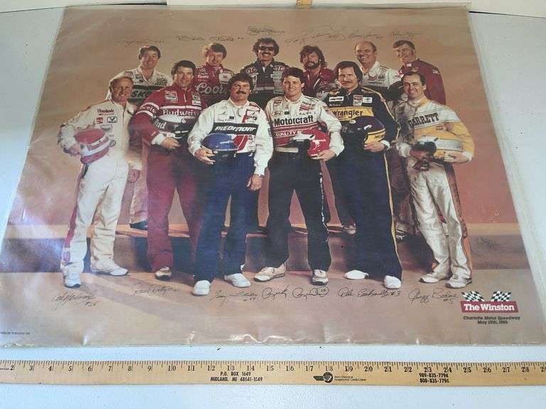 1985 Winston Cup Signed by Drivers Poster Charlotte Motor Speedway ...
