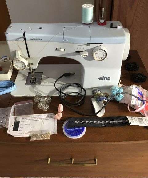 Elna Super Sewing Machine and Supplies, Has Power - Sherwood Auctions