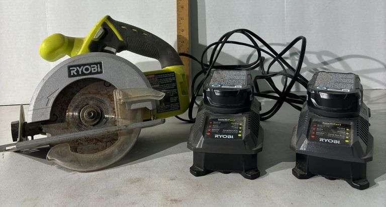 Ryobi Battery 51/2” Circler Saw with Two 18V Battery - Sherwood Auctions