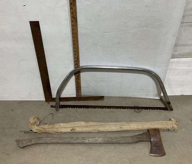 Axe, Fishing Rod, Hand Saw & Square - Sherwood Auctions