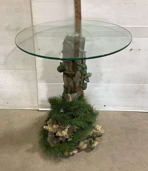 24” Tall Glass Top Table (Glass is Not Attached) - Sherwood Auctions