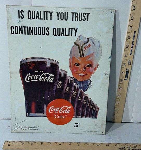 Coca-Cola “Is Quality You Trust Continuous Quality” 14”x11” Tin Sign ...