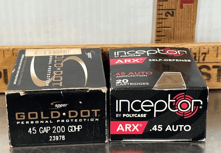 Inceptor .45 Auto Self Defense Qty-20, Speer .45 Gap 200 GDHP Qty-18 ...