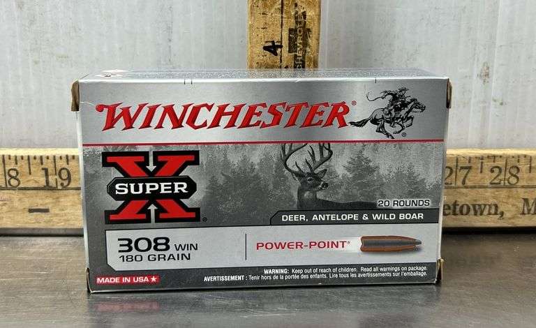 Winchester .308 Win 180 GR. Qty-20 Live Rounds - Sherwood Auctions