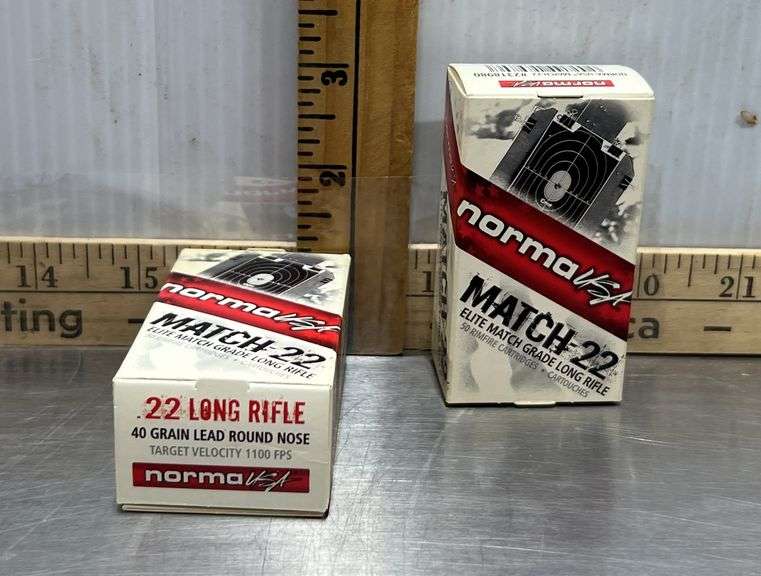 Norma USA Match .22 50 GR. RimFire Qty -100 Live Rounds - Sherwood Auctions