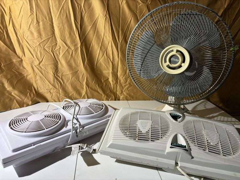Two Window Fans & One Desktop Fan - Sherwood Auctions