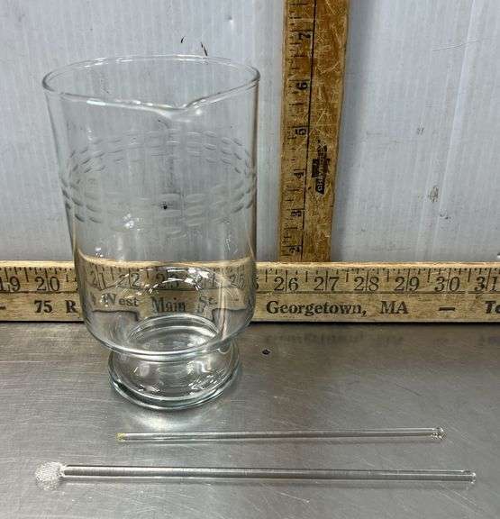 Vintage Glass Martini Mixer with Sticks, Glass Bells - Sherwood Auctions