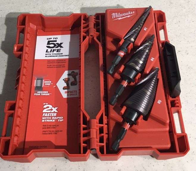 Milwaukee 3 Pc. Shockwave Step Drill Bit Set - Sherwood Auctions